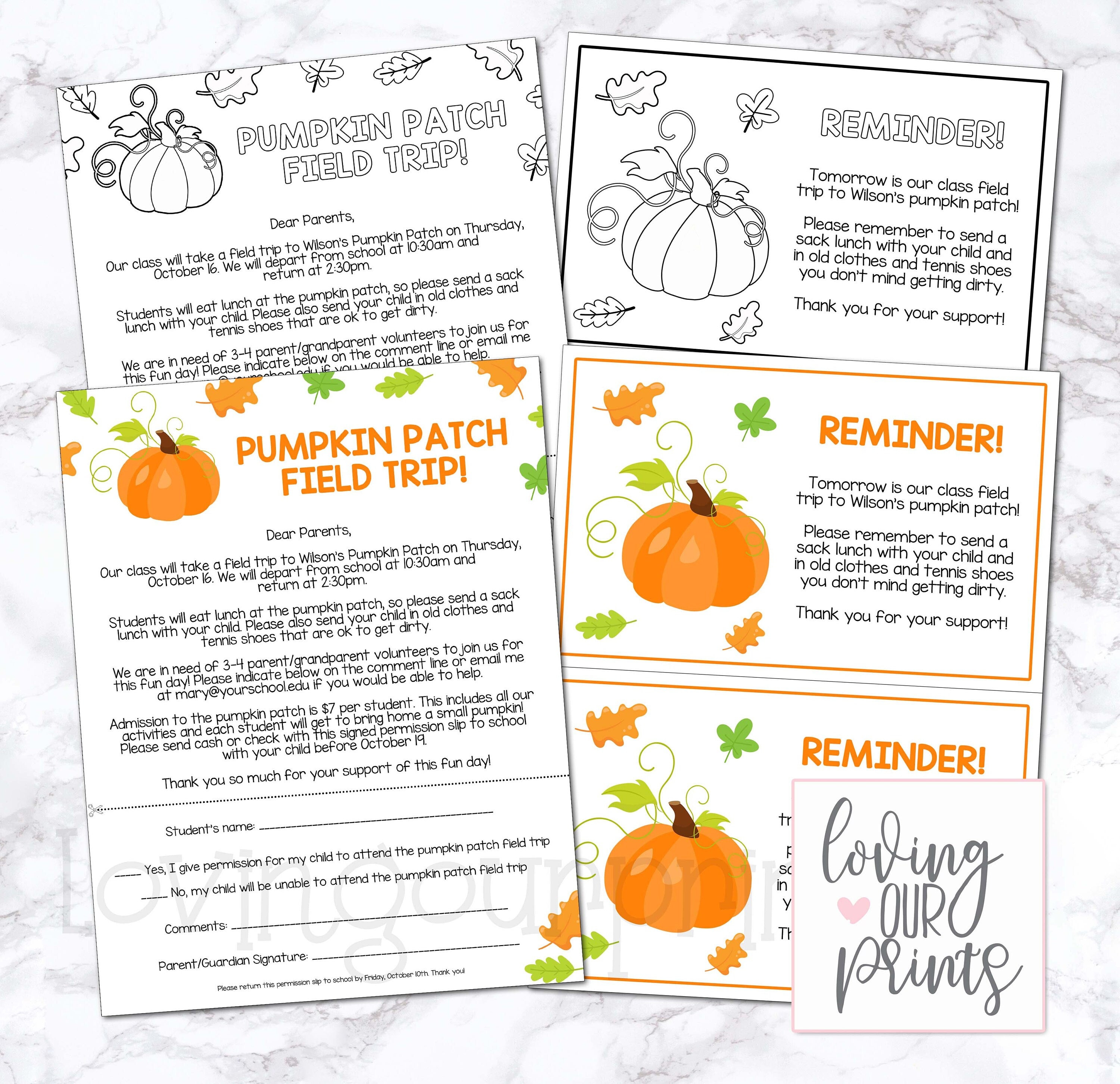 Pumpkin Patch Field Trip, Editable Pumpkin Patch Field Trip Form ...
