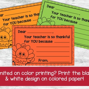 I Am Thankful for Printable Cards, Your Teacher is Thankful For ...