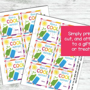 End of the Year Gift Tags for Students, Have a Cool Summer Tag, Have a ...