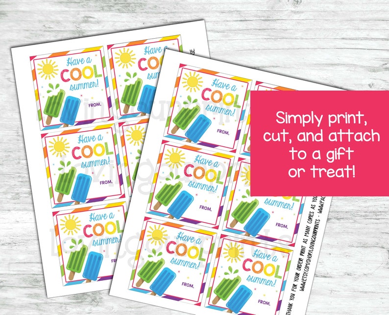 End of the Year Gift Tags for Students, Have a Cool Summer Tag, Have a ...