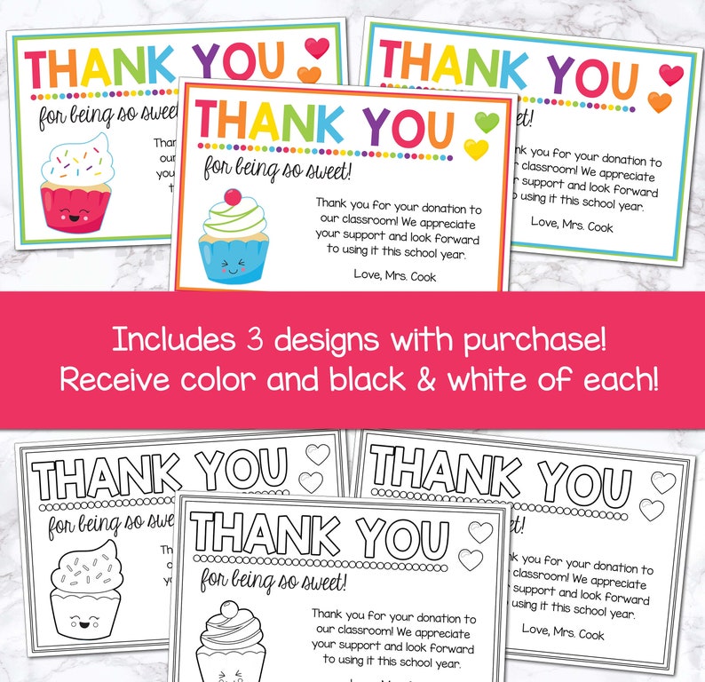 Teacher Thank You Notes, Teacher Thank You Card Template, School Thank ...