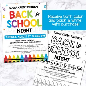 Back to School Night Flyer, Editable Back to School Night Template ...
