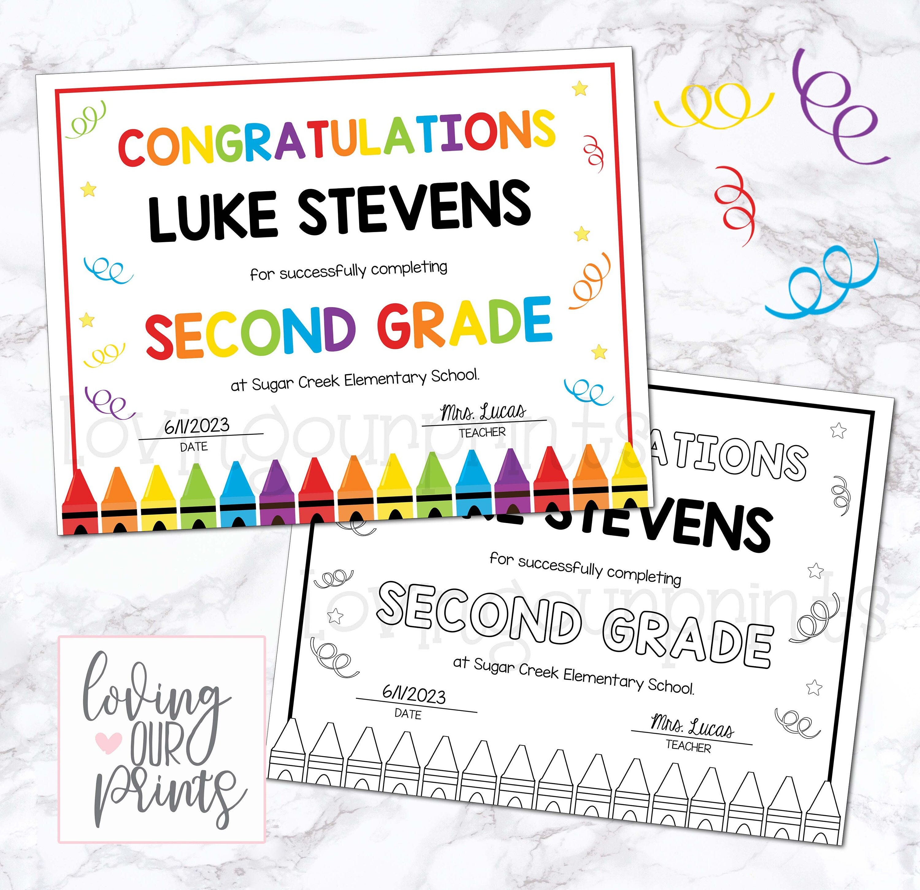 Editable Second Grade Diploma, Certificate of Completion, 2nd Grade ...