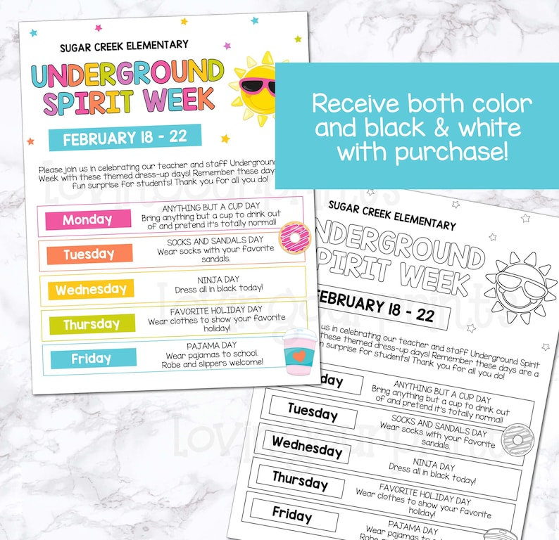 Underground Teacher Spirit Week, Underground Spirit Week, Underground ...