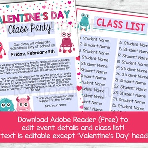 Valentines Day Class Party, Editable Valentines Day Class Party Flyer ...