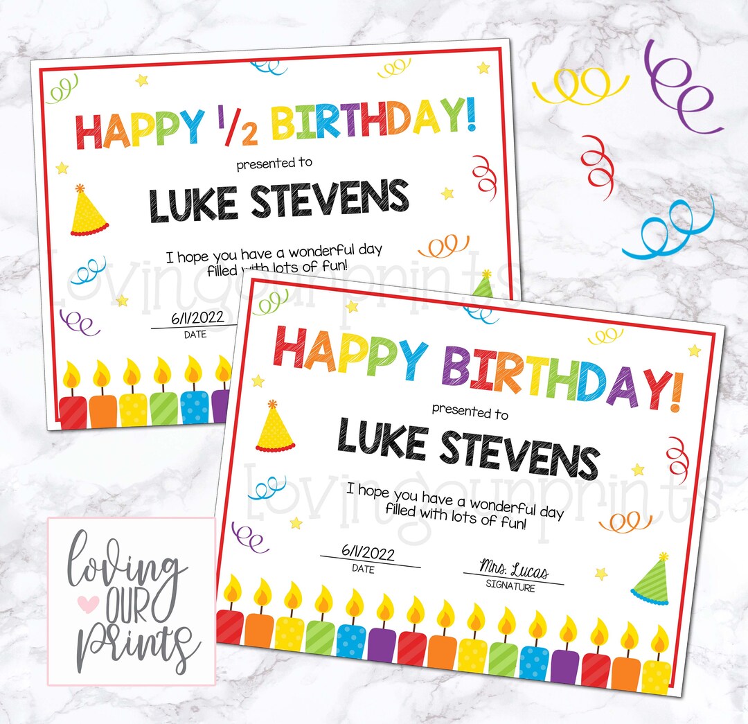 Editable Birthday Certificate, Birthday Certificate Classroom, Student ...