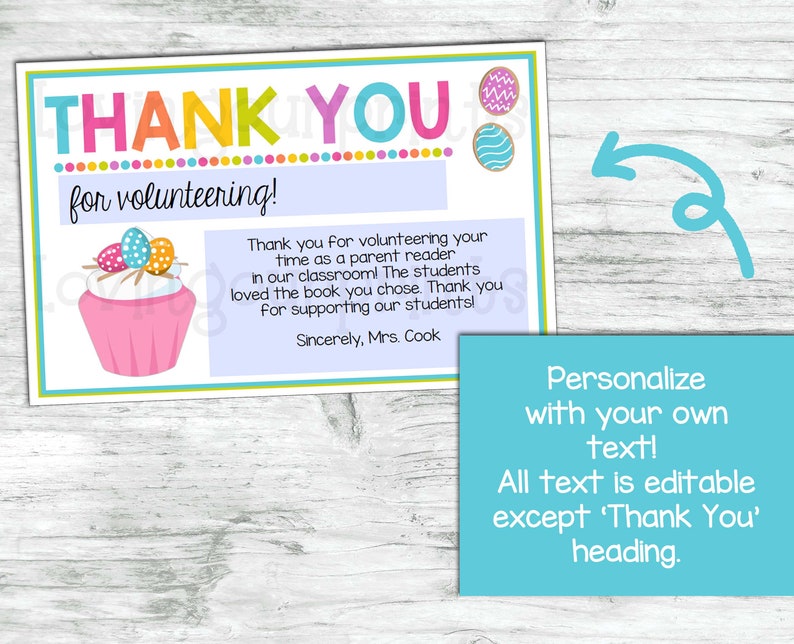Easter Thank You Cards, Editable Easter Template, Easter Thank You ...