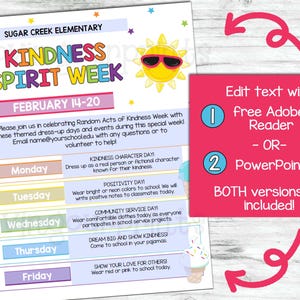 Kindness Spirit Week Flyer, Kindness Spirit Week Template, Random Acts ...