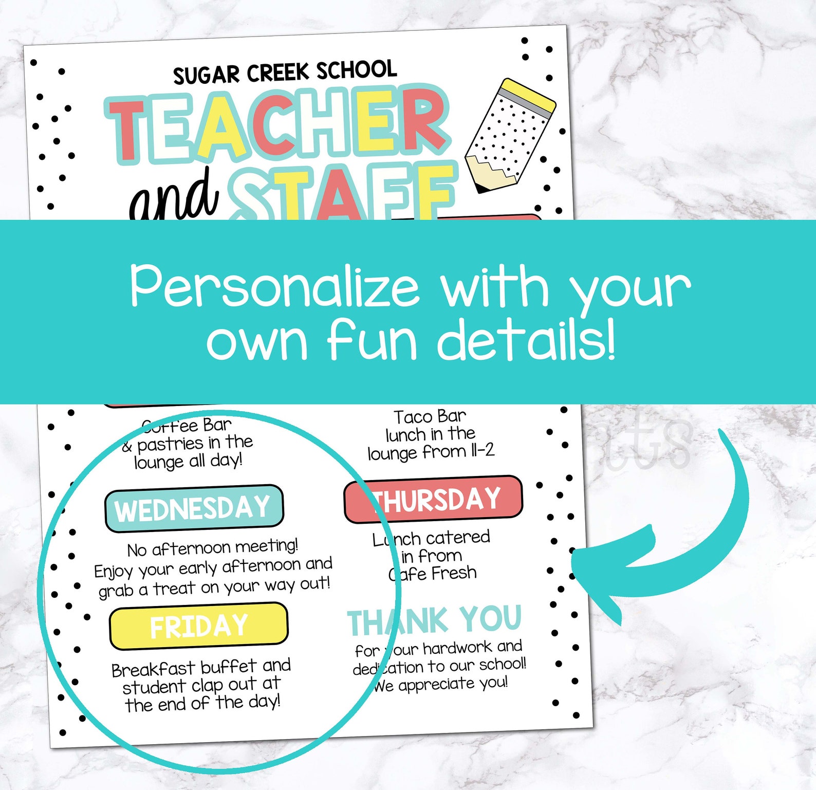 Teacher Appreciation Editable Teacher Appreciation Flyer - Etsy