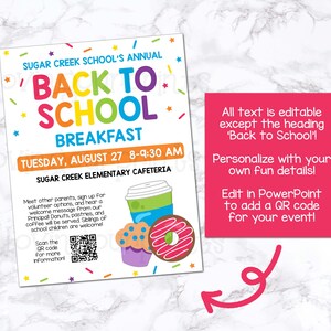 Back to School Breakfast Printable, Editable Back to School Breakfast ...
