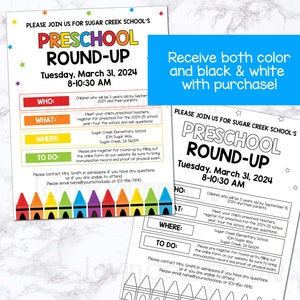 Editable Preschool Registration Flyer, Preschool Roundup School Flyer ...