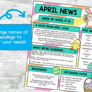 Editable April Newsletter Template, Preschool News Letter, Preschool ...