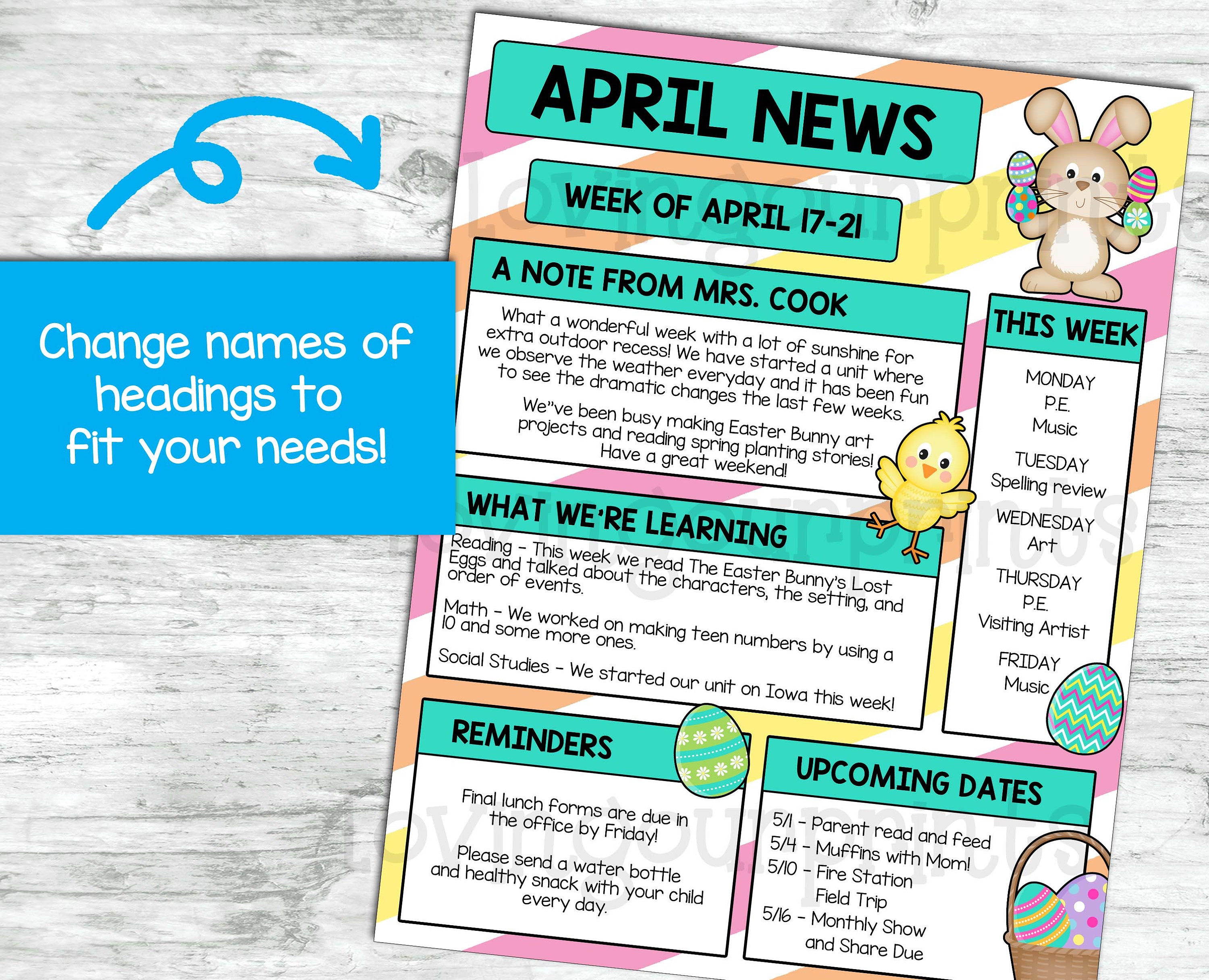 Editable April Newsletter Template, Preschool News Letter, Preschool ...