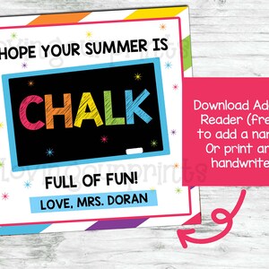 End of the Year Gift for Students, End of the School Year Tags, Chalk ...