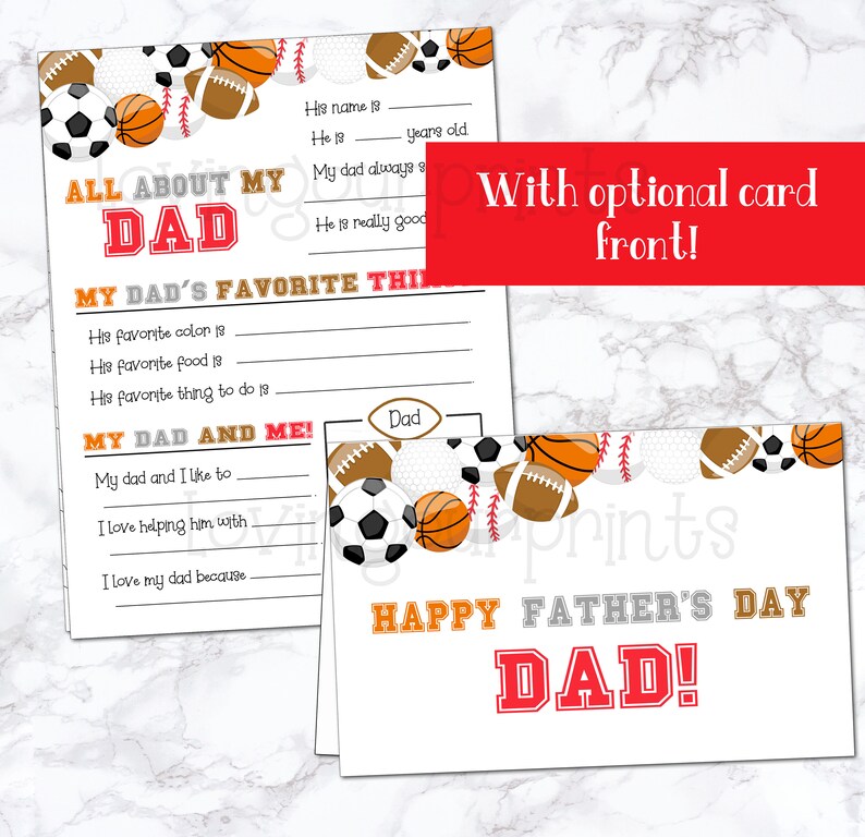 Fathers Day Gift All About My Dad Fathers Day Questionnaire - Etsy