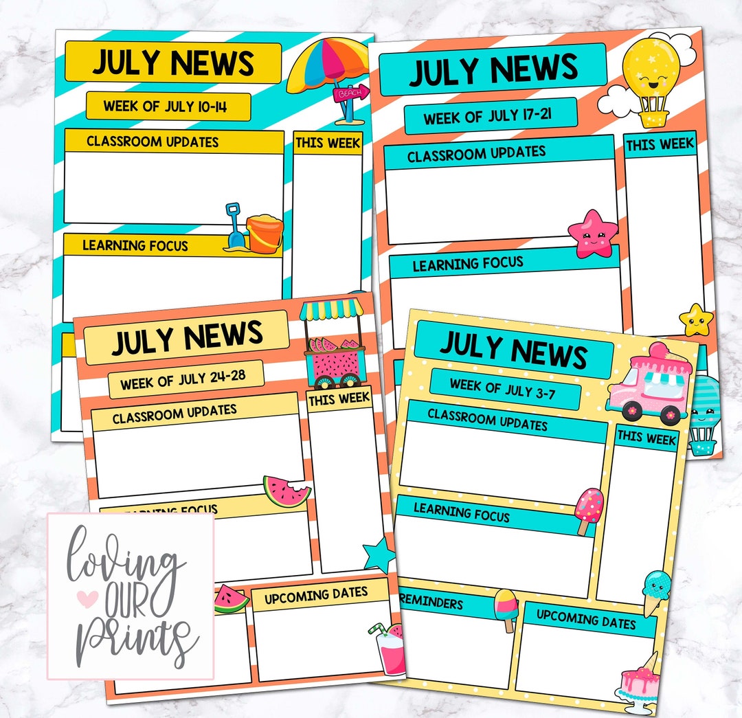 Editable July Newsletter, July Newsletter for Preschool, July ...