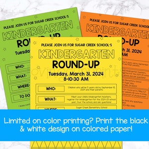 Kindergarten Roundup School Flyer Template, Kindergarten Enrollment ...