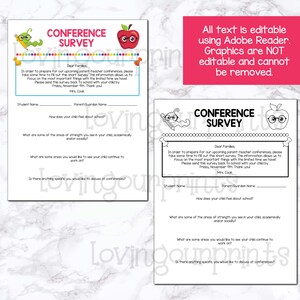 Parent Teacher Conference Forms, Parent Teacher Conference Editable ...