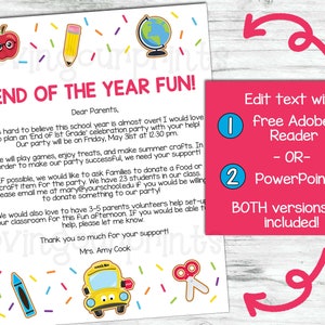 End of the Year Letter, Editable End of the Year Letter to Parents ...