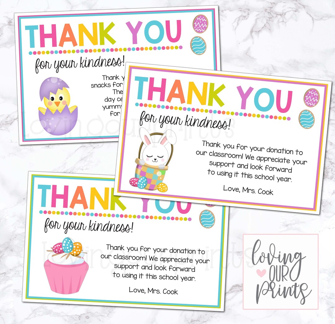 Easter Thank You Cards, Editable Easter Template, Easter Thank You ...