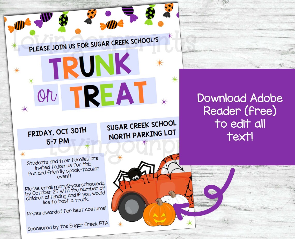 Editable Trunk or Treat Flyer Trunk or Treat Flyer Editable - Etsy