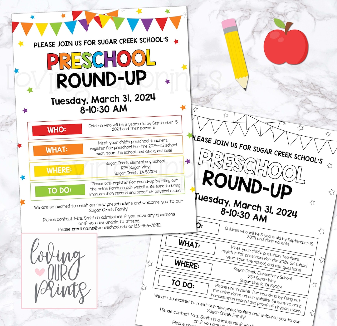 Editable Preschool Round up Flyer, Preschool Enrollment, Preschool ...