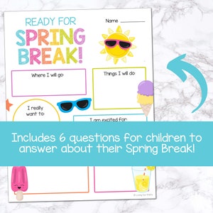 Spring Break Worksheets, Return From Spring Break Worksheets, Before ...