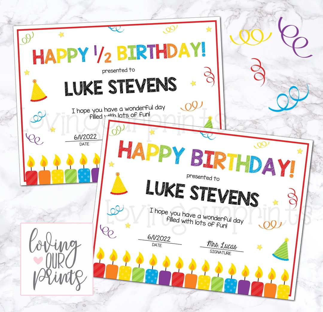 Editable Birthday Certificate, Birthday Certificate Classroom, Student ...