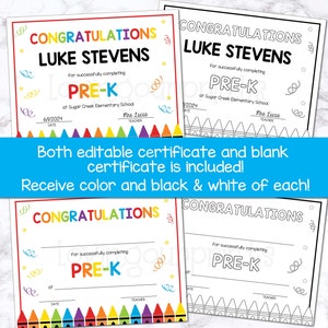Prek Certificate, Prek Graduation Certificate, Pre K Graduation ...
