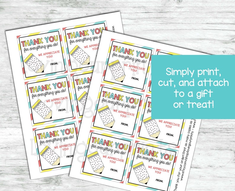 Teacher Appreciation Tags Teacher Appreciation Treat Tags - Etsy