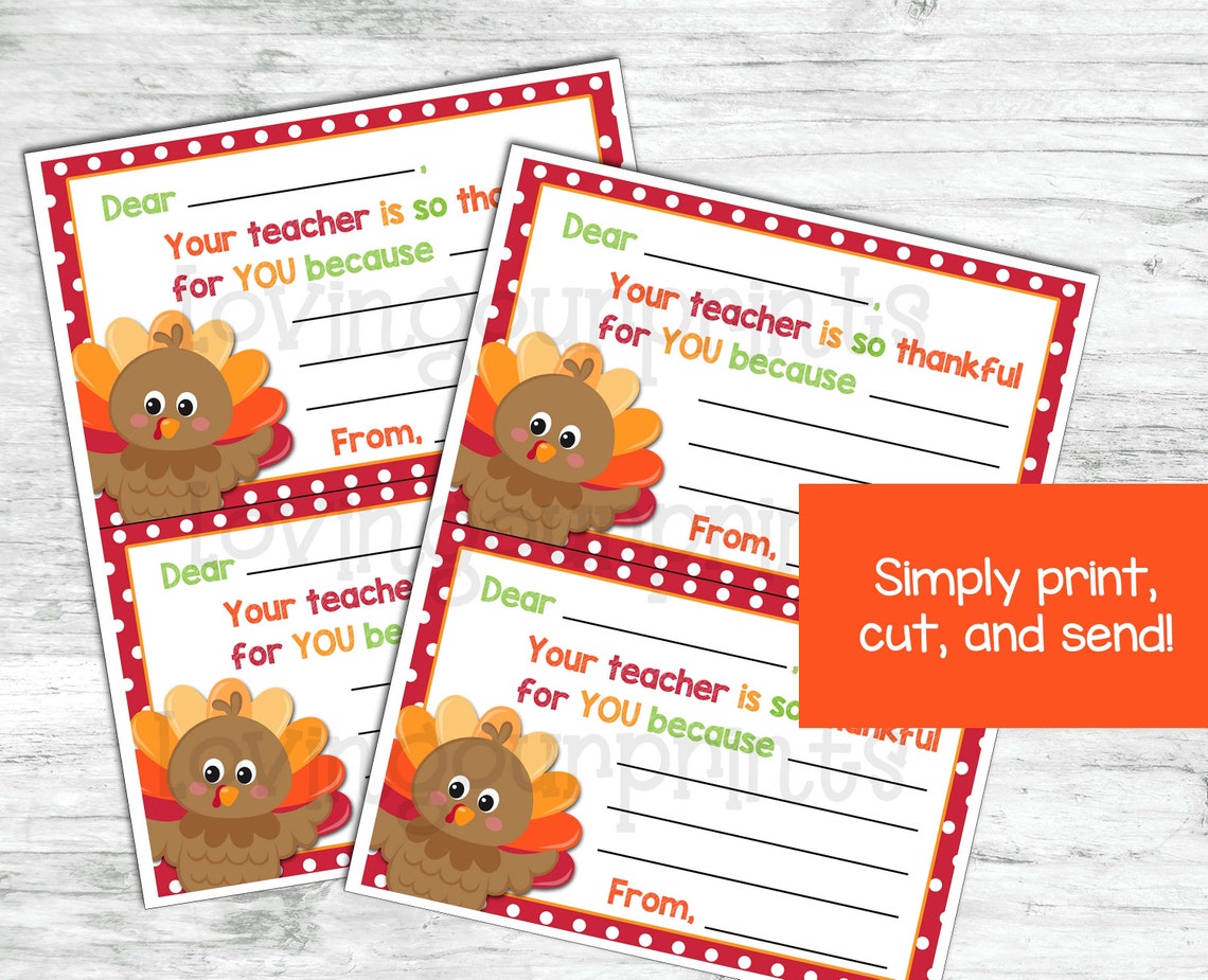 I Am Thankful for Printable Cards Your Teacher is Thankful | Etsy