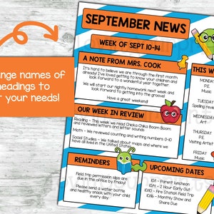 September Newsletter Template, Teacher Newsletter, Newsletter Template ...