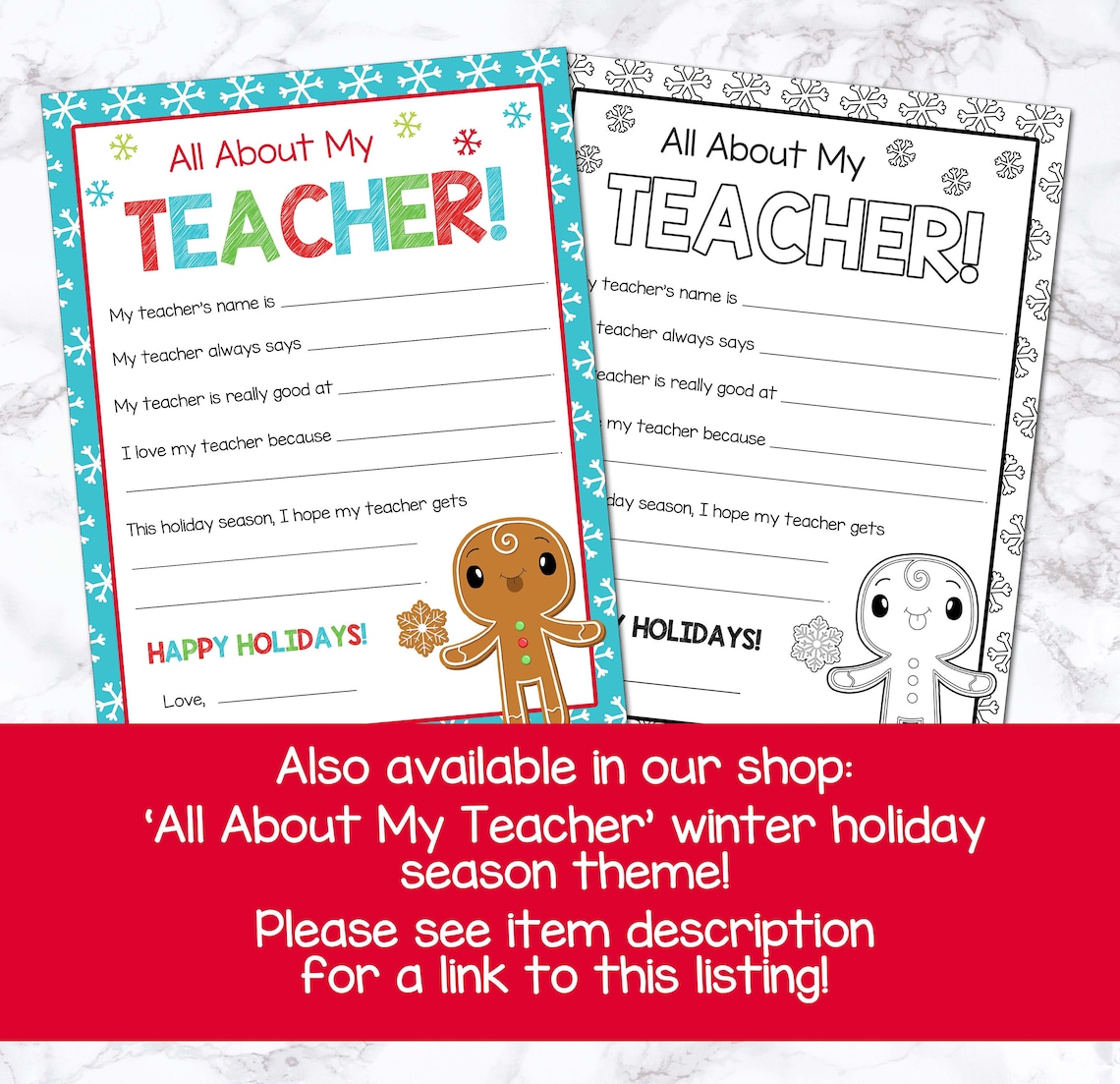 All About My Teacher Christmas Teacher Christmas Gifts - Etsy
