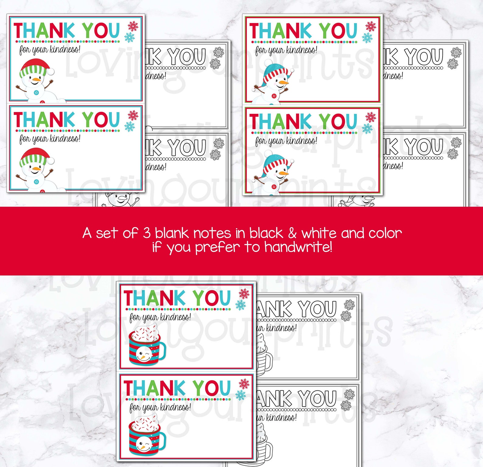 Winter Thank You Cards Printable, Editable Winter Thank You Cards ...