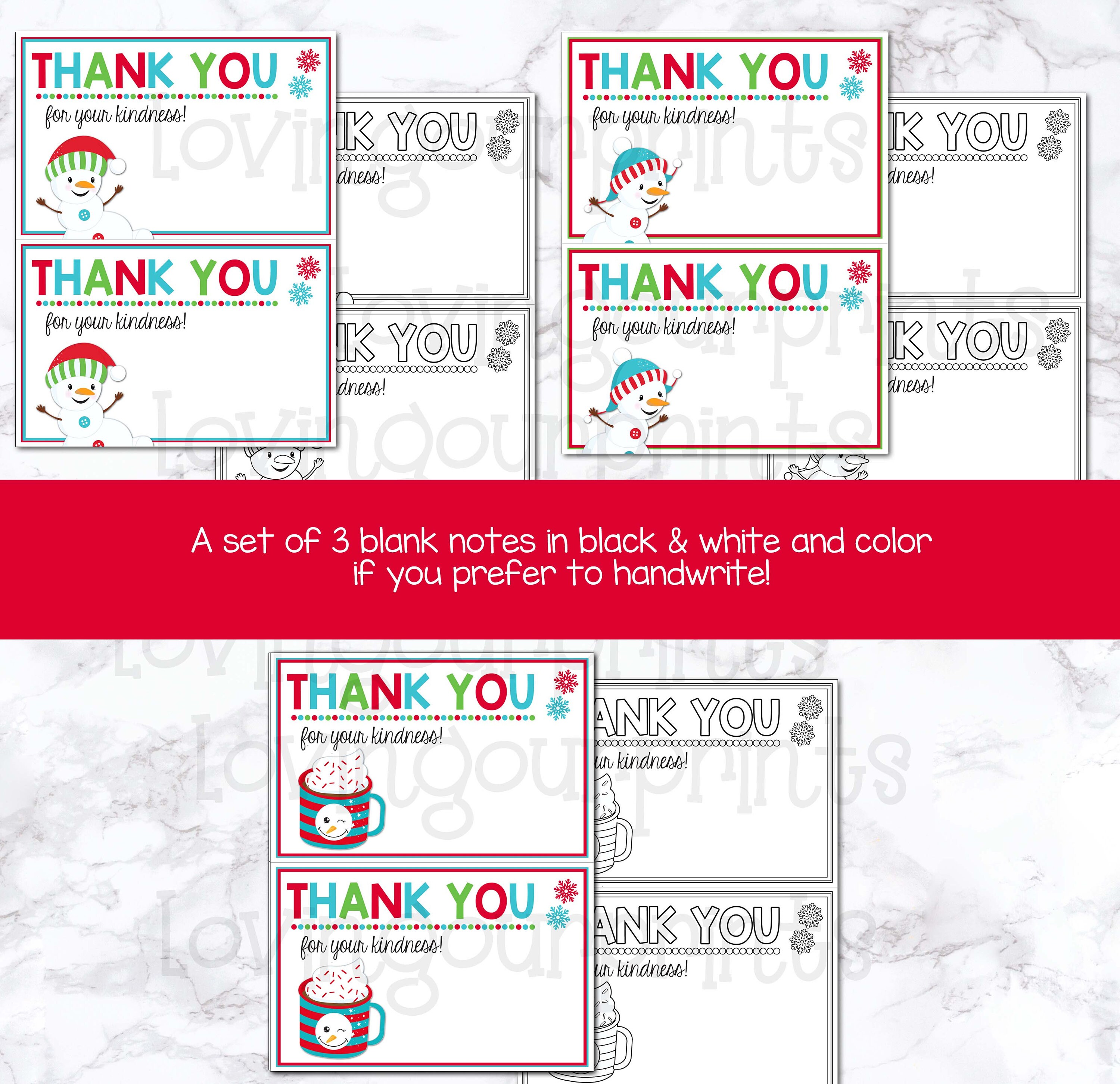 Winter Thank You Cards Printable, Editable Winter Thank You Cards ...