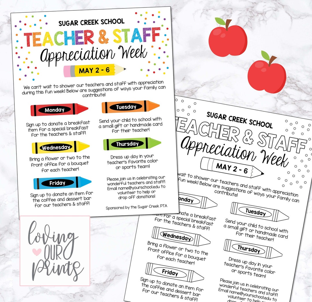 Editable Teacher Appreciation Week, Editable Teacher Appreciation Week ...
