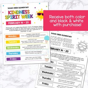 Kindness Spirit Week Flyer, Kindness Spirit Week Template, Random Acts ...