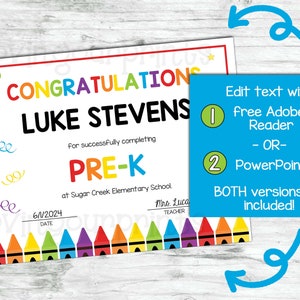 Prek Certificate, Prek Graduation Certificate, Pre K Graduation ...