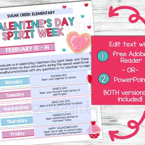 Valentine Spirit Week Flyer, Valentine Spirit Week Preschool, Valentine ...