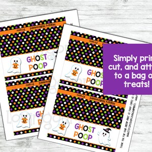Editable Halloween Tags for Kids, Ghost Poop Tag, Halloween Treat Bag ...