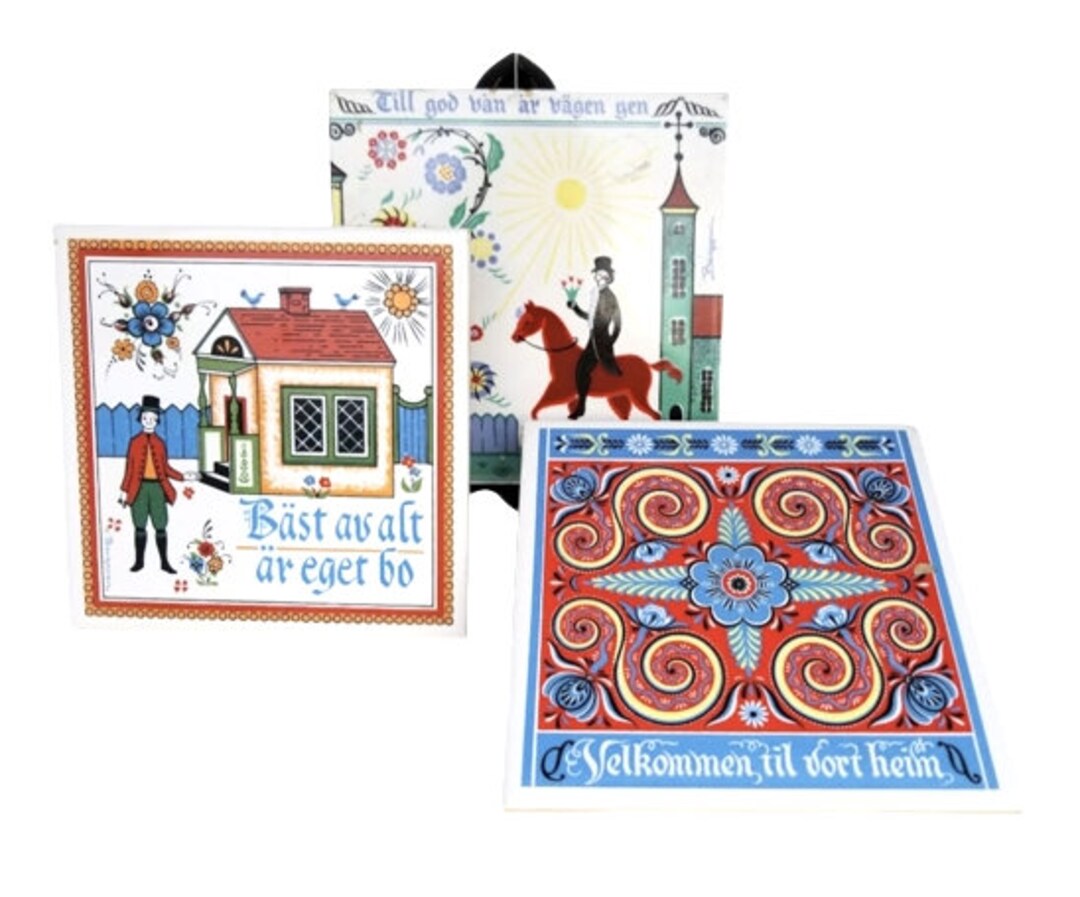 Set of 3 Vintage Swedish Tiles - Etsy