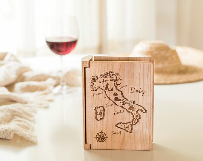 Italy Map Photo Album, Gift for Italy Travelers, Italian Map on Wood ...