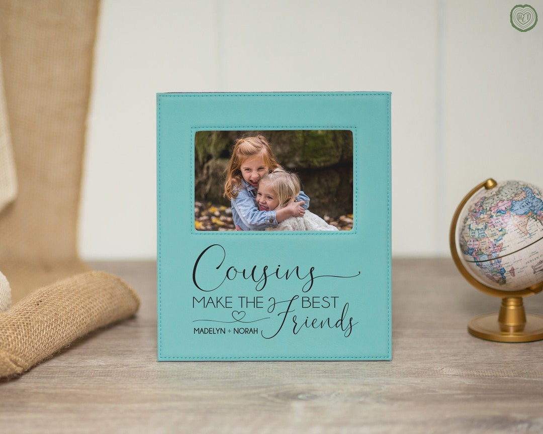 Cousins Picture Frame Personalized With Names, Faux Leather Frame for 4 ...