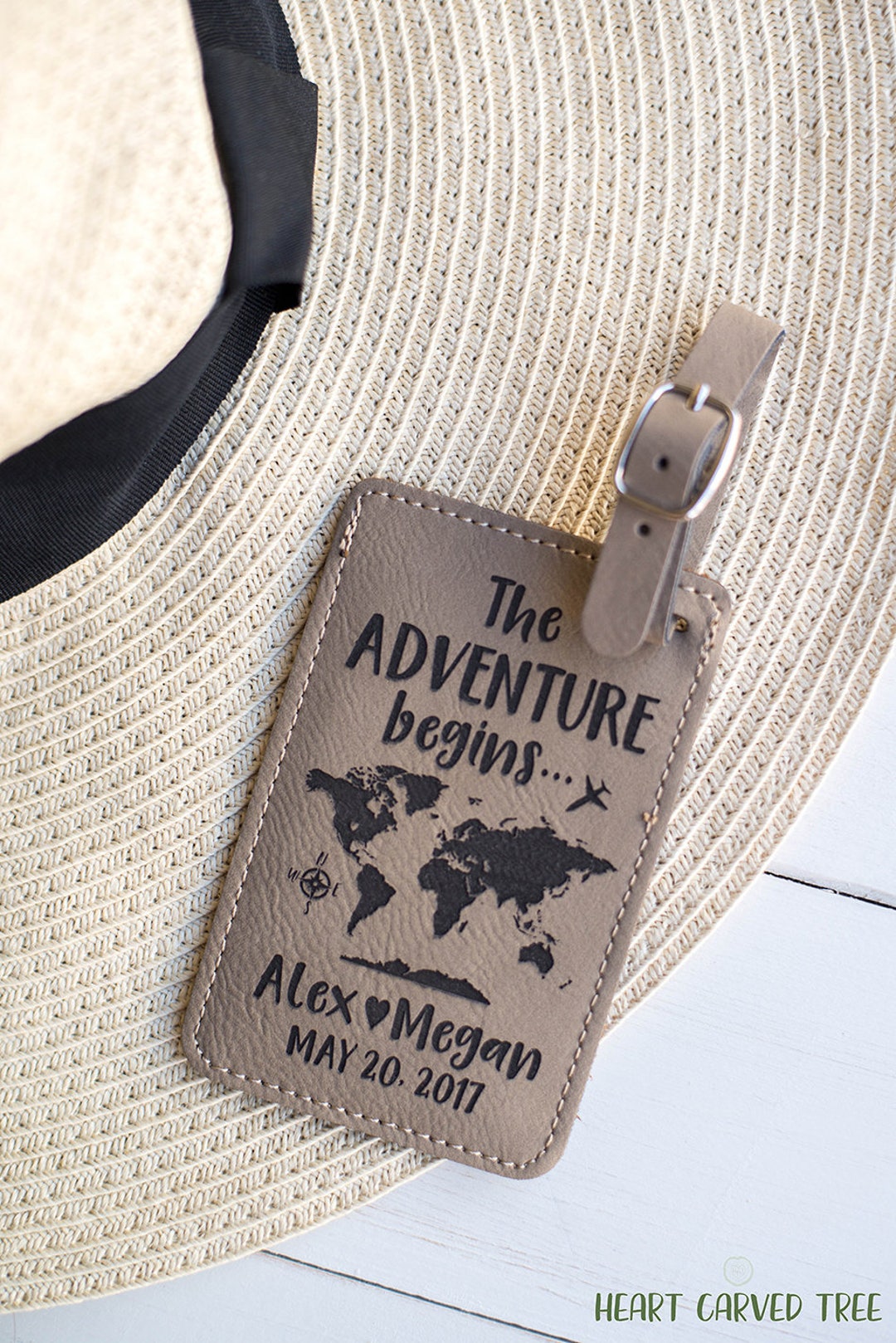 Travel Luggage Tag, the Adventure Begins Personalized Gifts, World Map ...