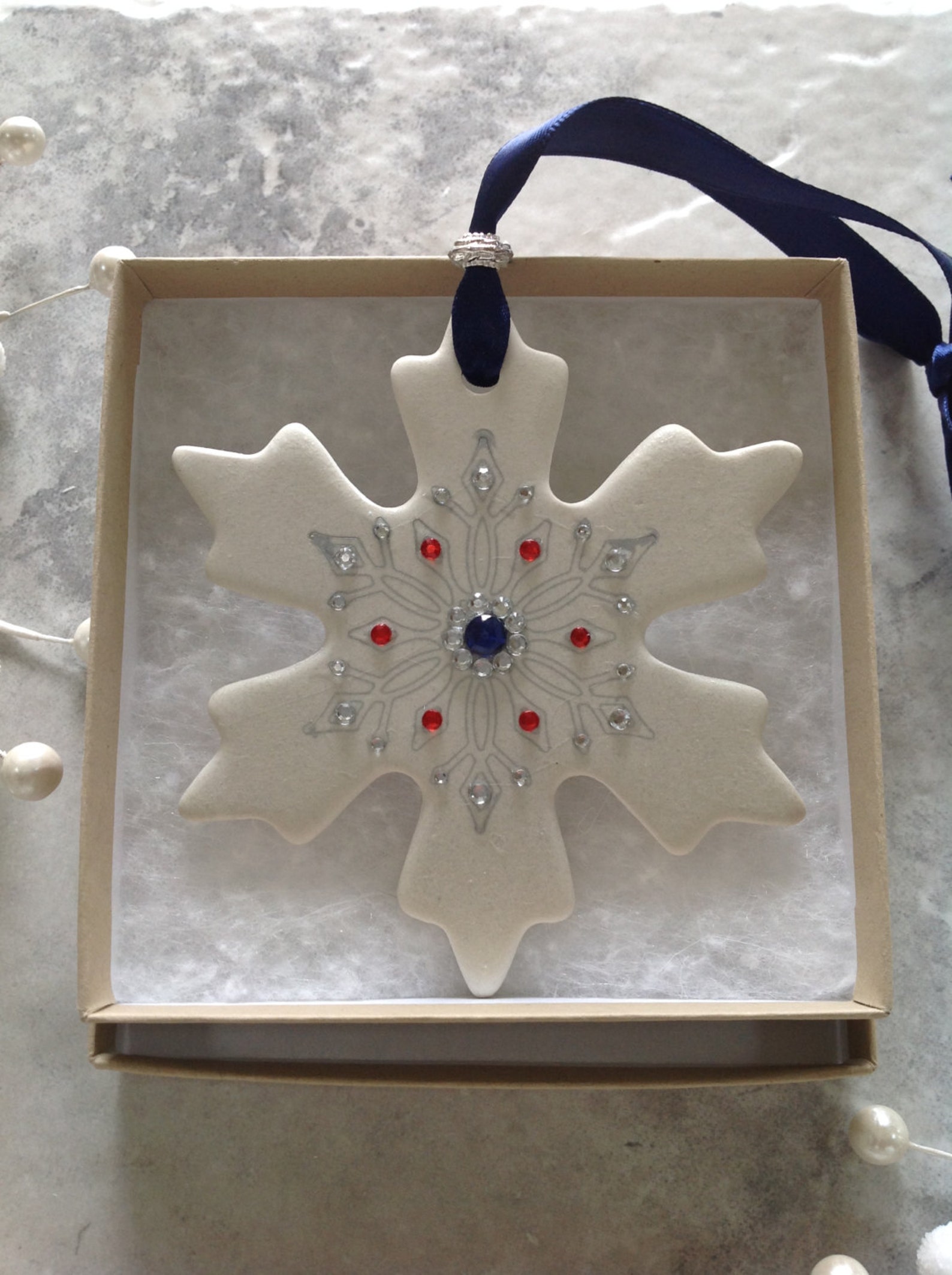 Polymer Clay Snowflake Ornament | Etsy Canada