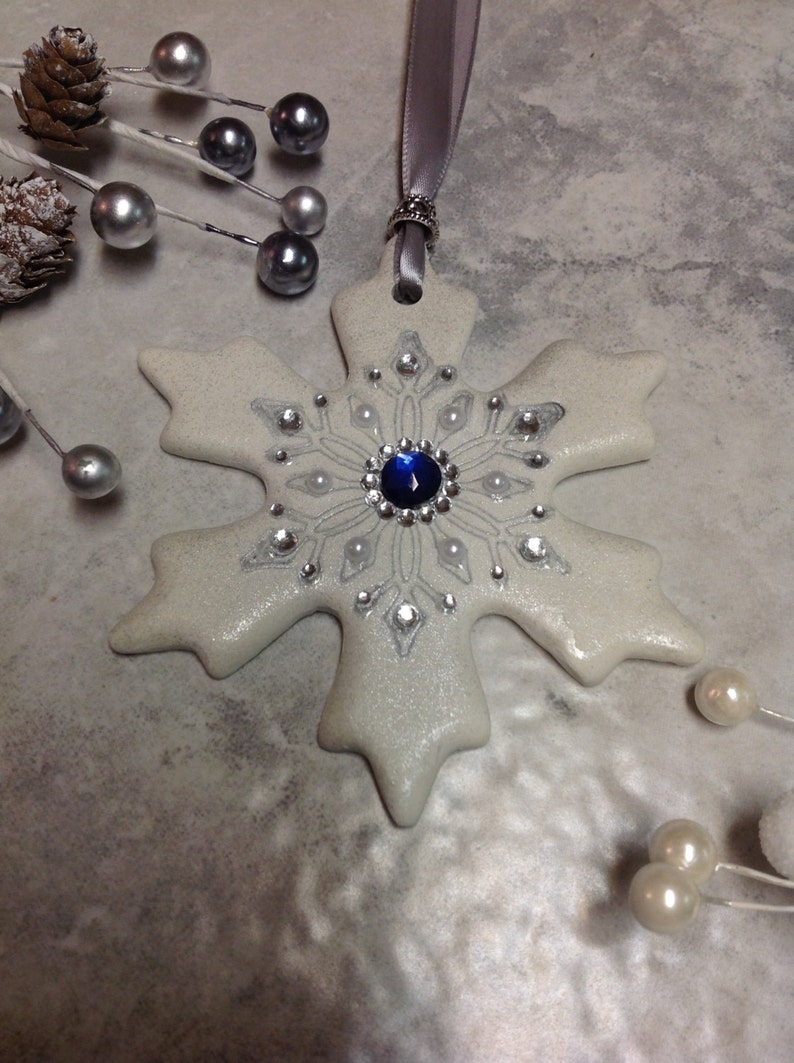 Polymer Clay Snowflake Ornament - Etsy UK