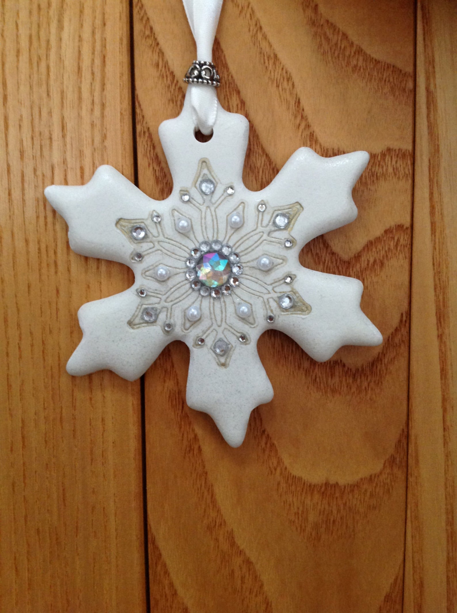 Polymer Clay Snowflake Ornament - Etsy UK