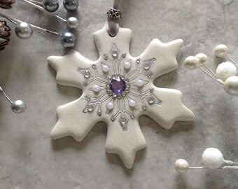 Polymer Clay Snowflake Ornament - Etsy