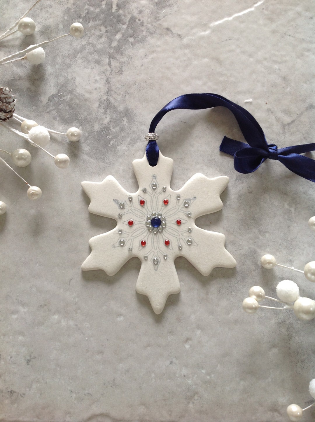 Polymer Clay Snowflake Ornament - Etsy Canada