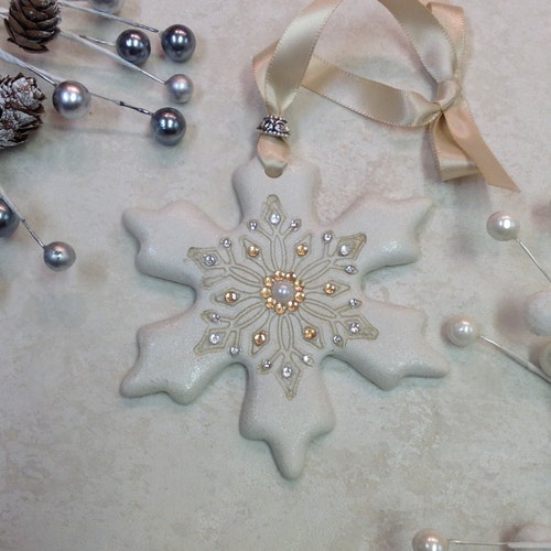 Polymer Clay Snowflake Ornament - Etsy Canada
